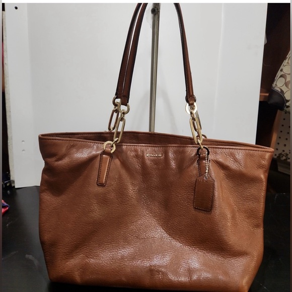 Coach | Bags | Authentic Coach Brown Leather East West Madison Large ...